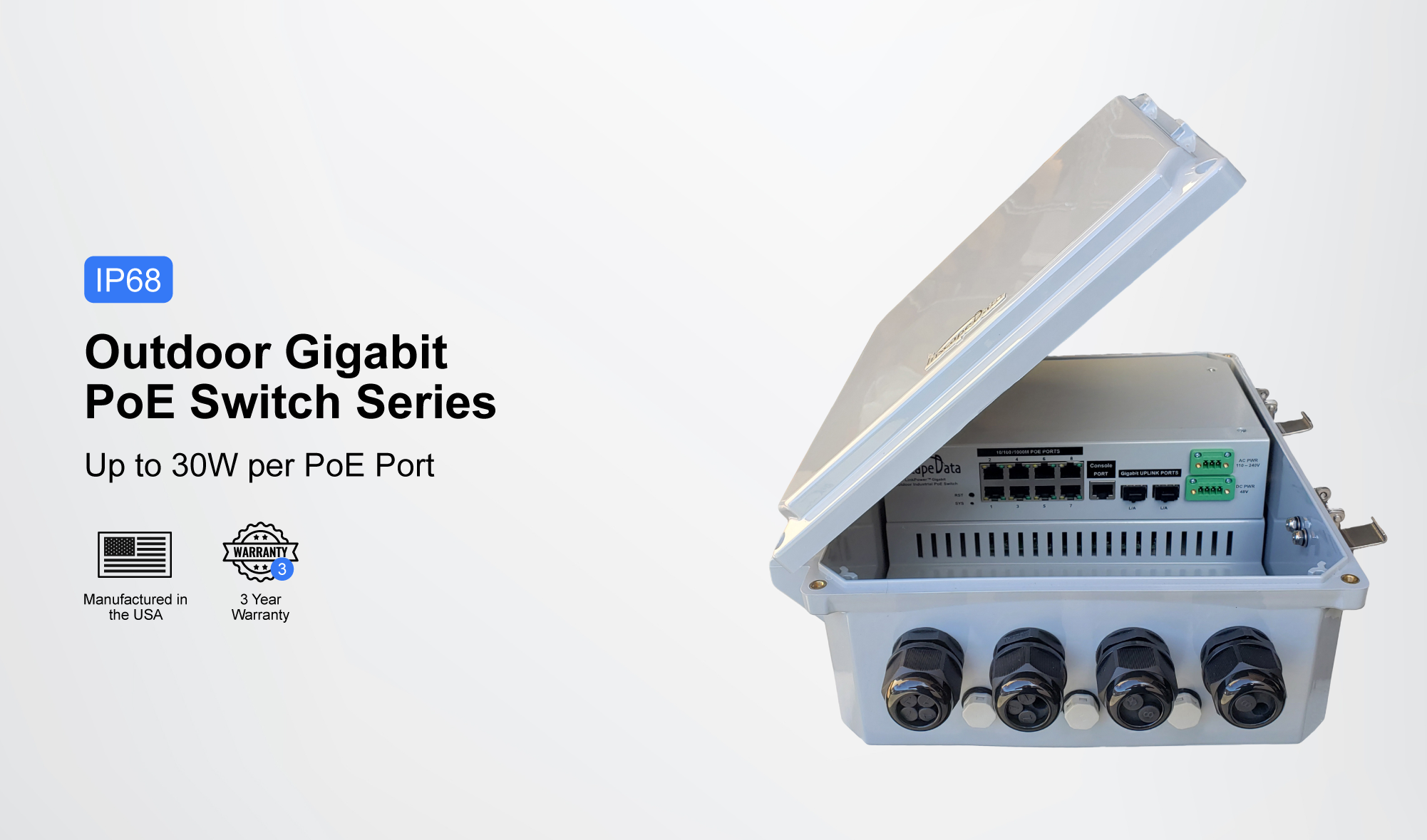 Outdoor PoE Switch, Outdoor Gigabit 2, 4, 8 Port Managed PoE Switch ...